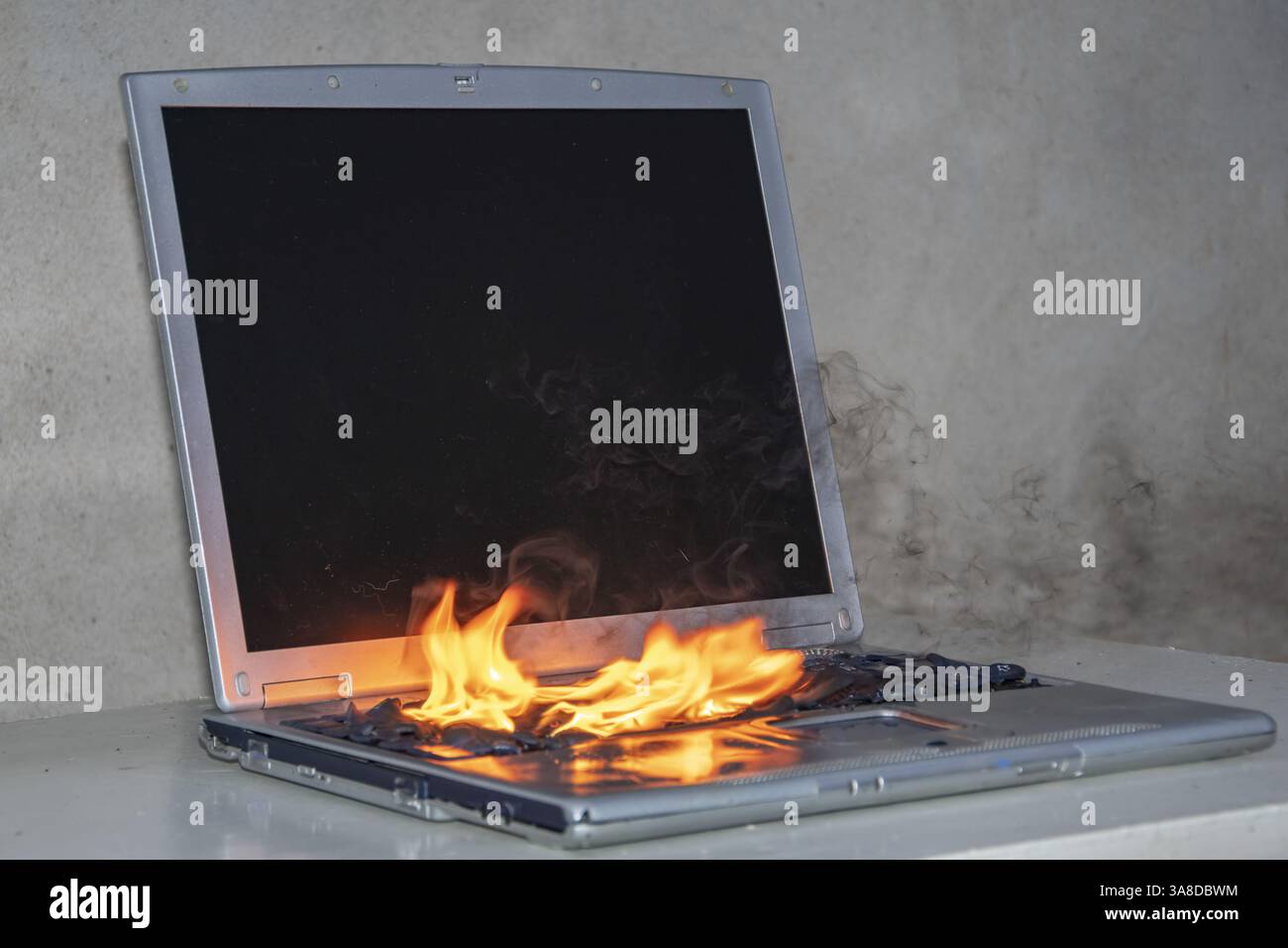 The laptop's lithium-ion battery ignited, causing the device to catch ...