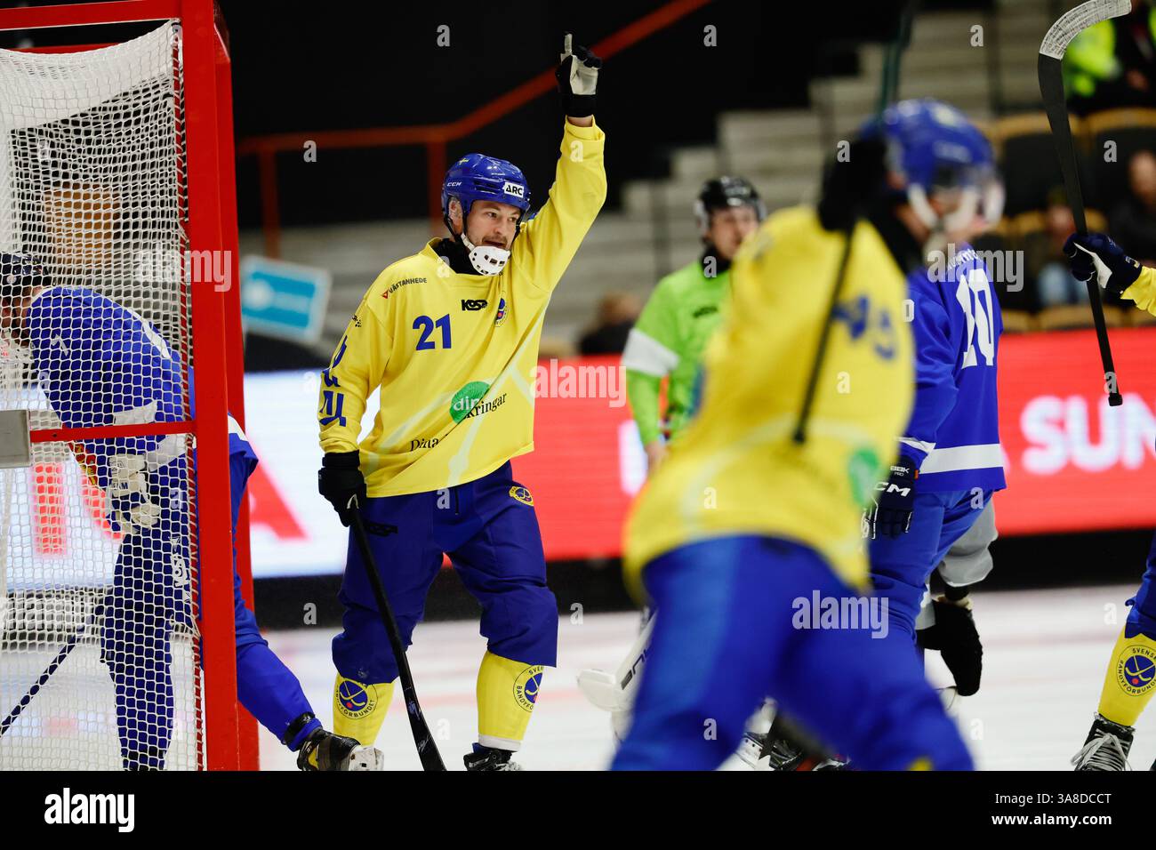 Sweden's Christoffer Edlund celebrates 6-2 during the Men's Bandy World ...