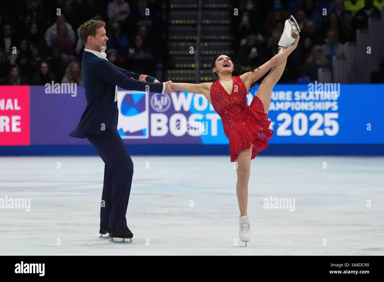 Madison Chock and Evan Bates, of the United States, perform during the ...