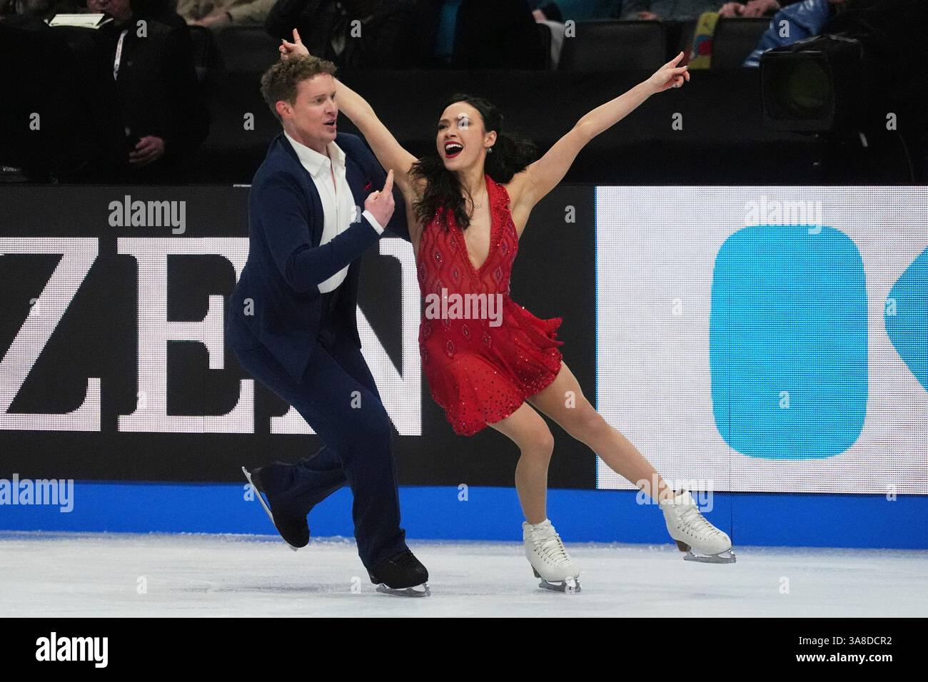 Madison Chock and Evan Bates, of the United States, perform during the ...