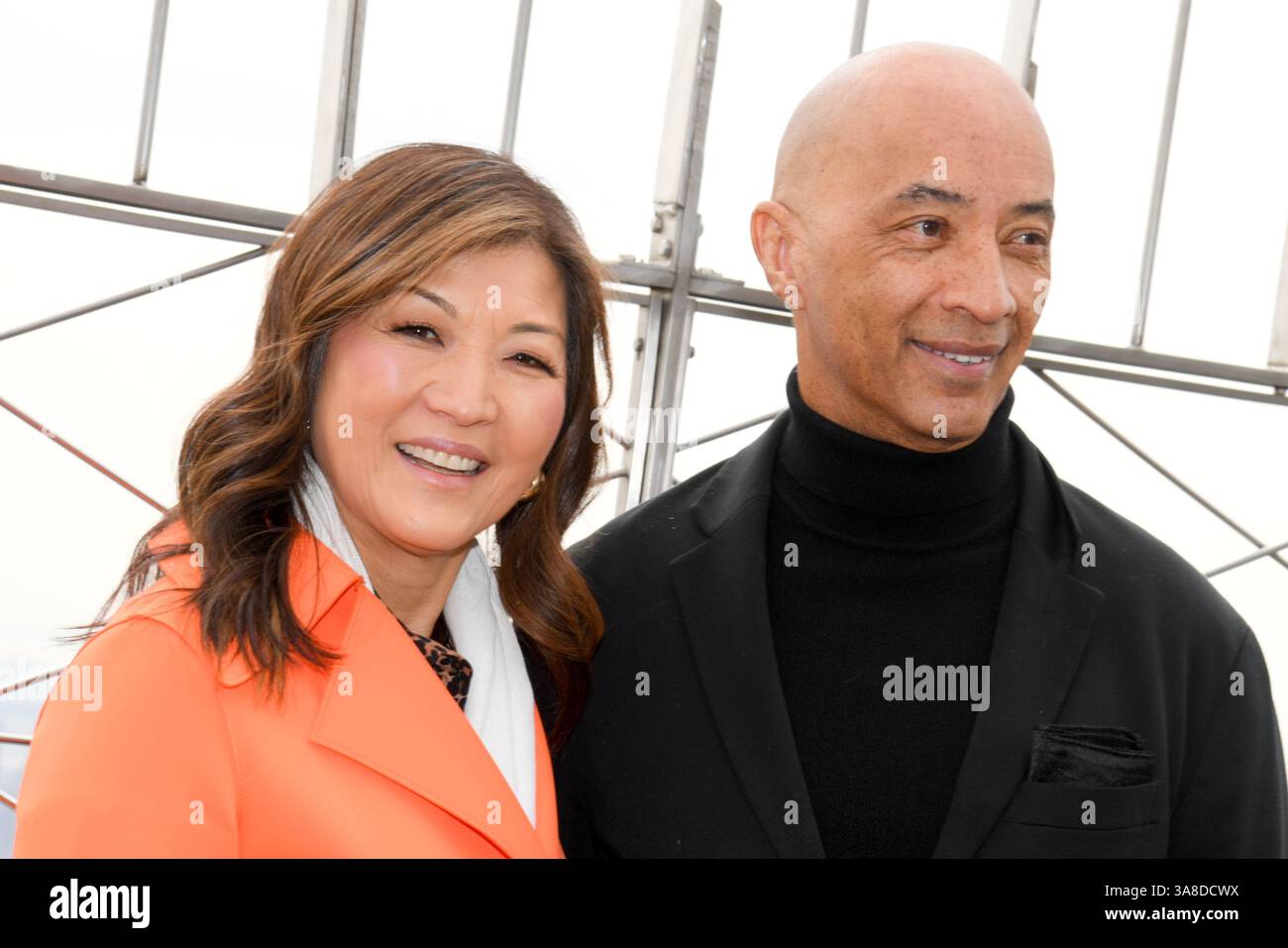 New York, USA. 28th Mar, 2025. Juju Chang and Byron Pitts visit the ...