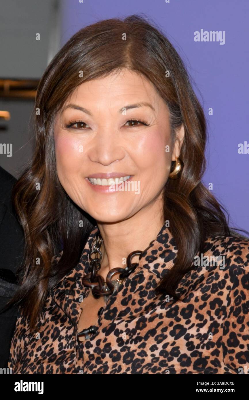 New York, USA. 28th Mar, 2025. Juju Chang (R) and Byron Pitts visit the ...