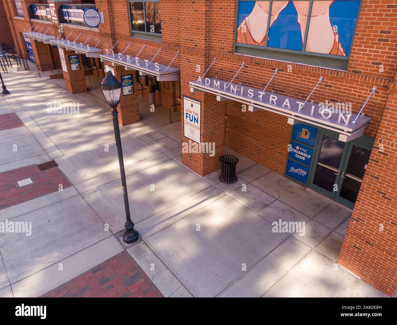 Sunny Daytime Drone Images of the Durham Bulls Athletic Park and ...