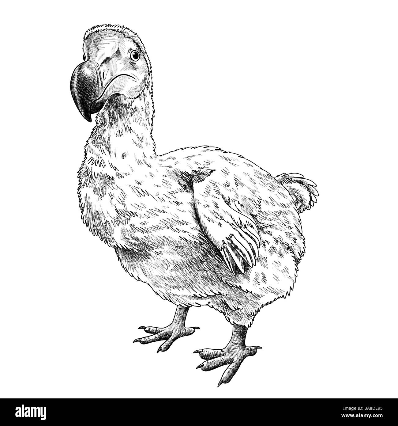 A black and white line art illustration of the dodo, an extinct ...