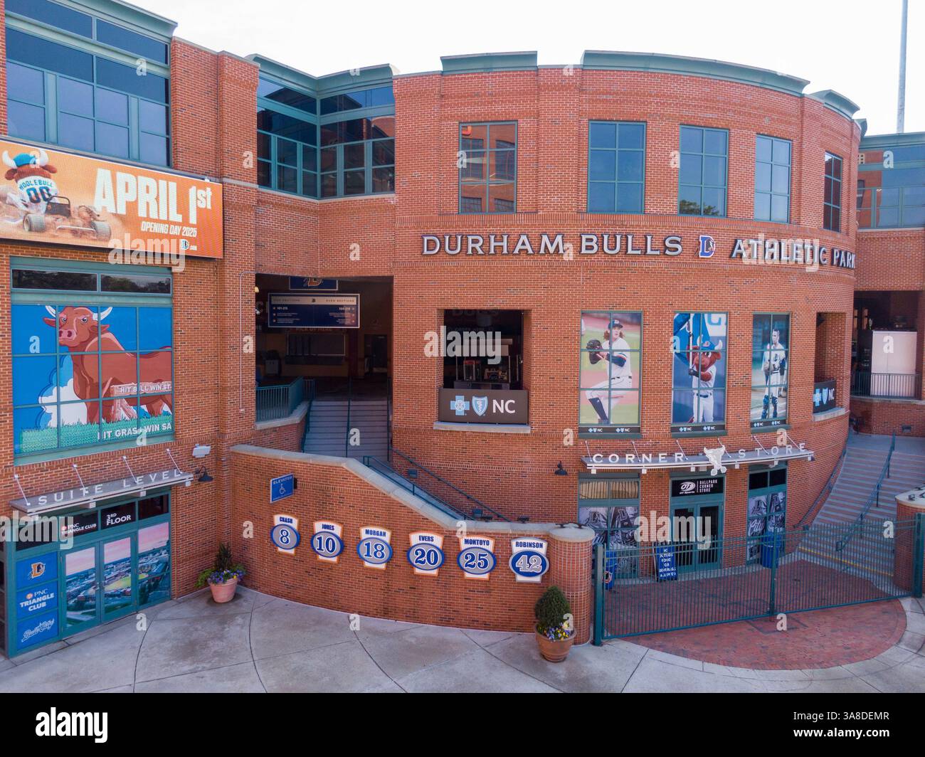 Sunny Daytime Drone Images of the Durham Bulls Athletic Park and ...