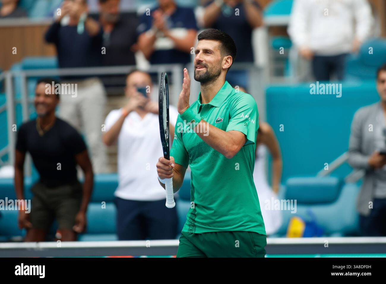 MIAMI GARDENS, FL - MARCH 28: Novak Djokovic (SRB) celebrates after his ...