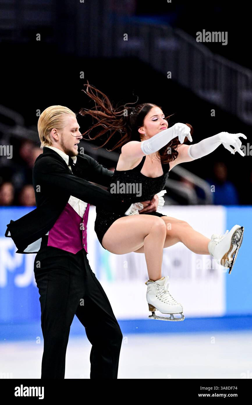 Boston, USA. 28th Mar 2025. Zoe LARSON & Andrii KAPRAN (UKR), during ...