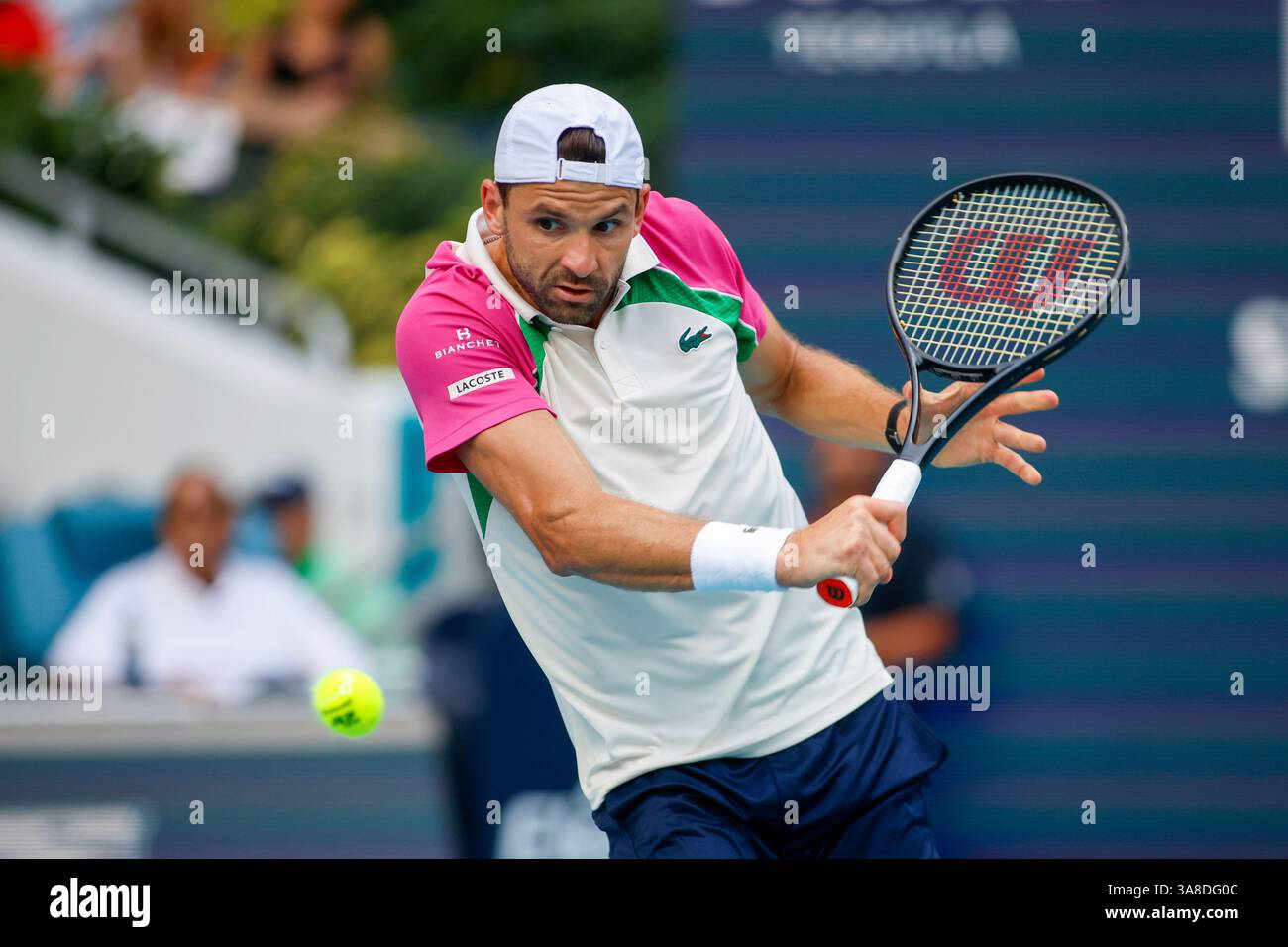 MIAMI GARDENS, FL - MARCH 28: Grigor Dimitrov (BUL) in action against ...