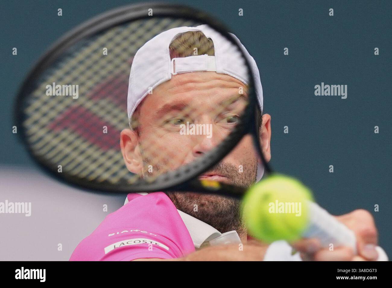 Grigor Dimitrov, of Bulgaria, plays a shot in his semifinal match ...