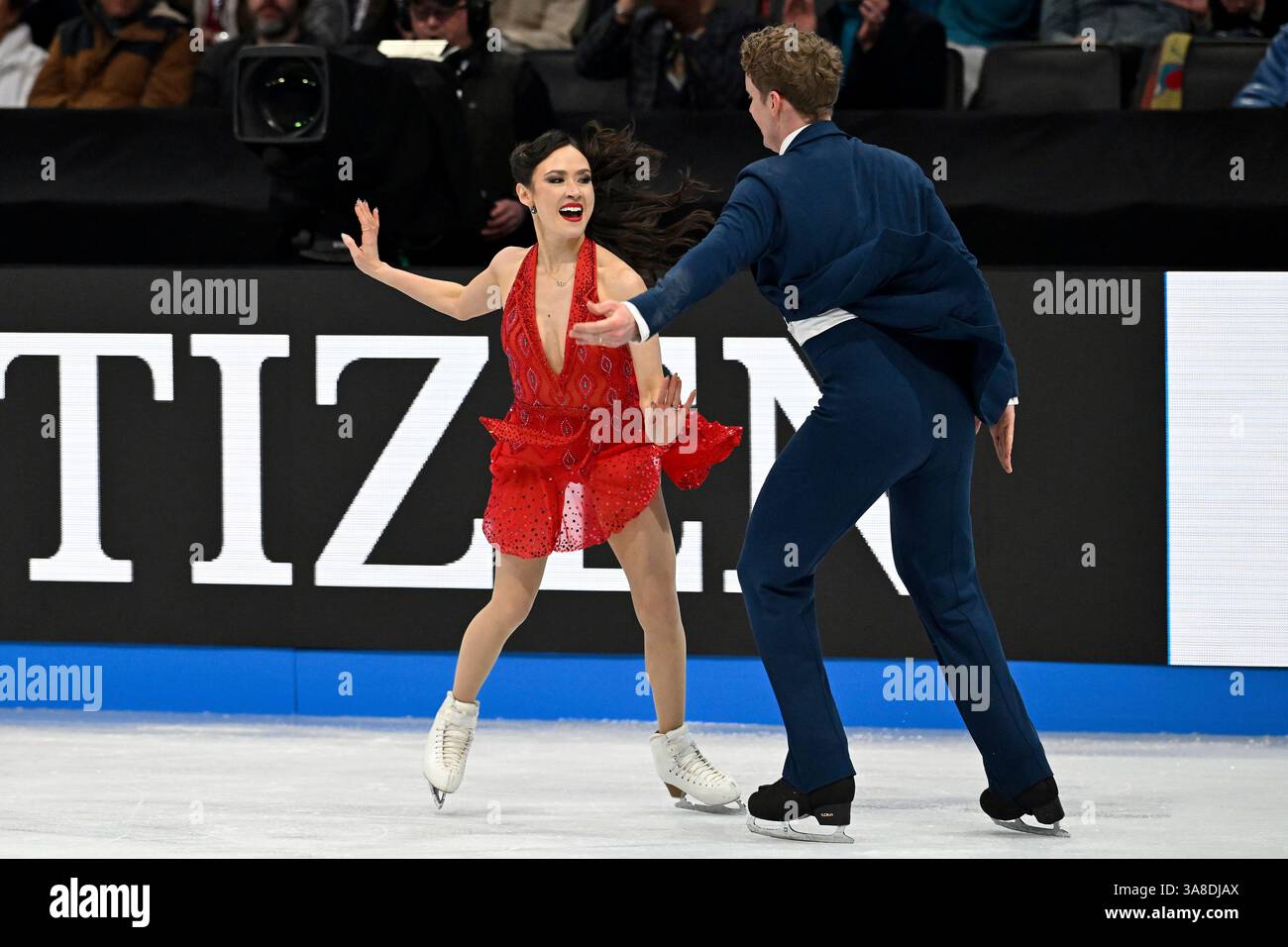 March 28, 2025, Boston, Mass: Madison Chock and Evan Bates of United ...