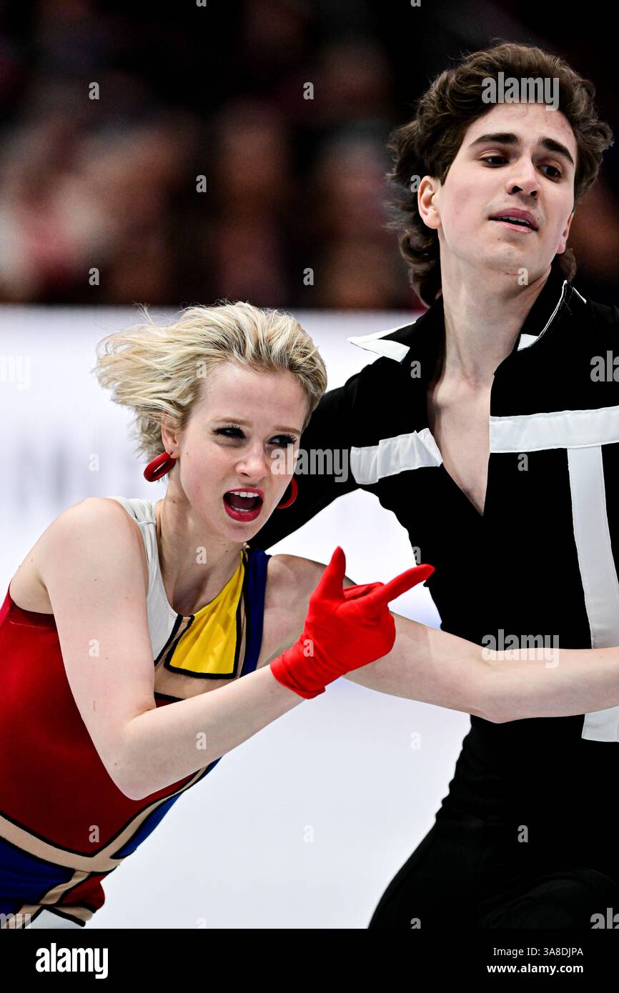 Elizabeth TKACHENKO & Alexei KILIAKOV (ISR), during Ice Dance Rhythm Dance, at the ISU World ...