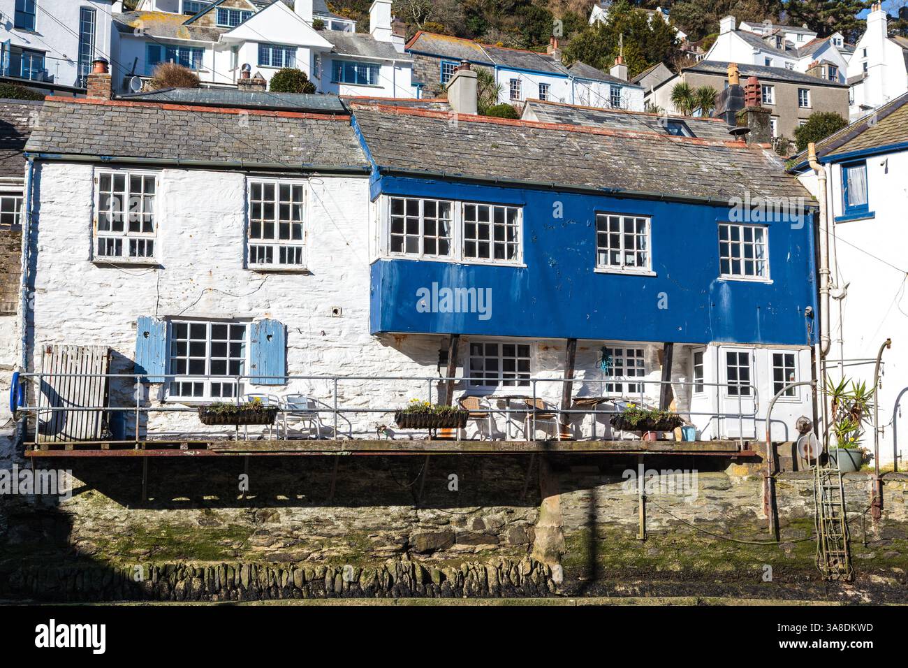 Polperro, Cornwall, England, UK: houses overlooking the historic ...