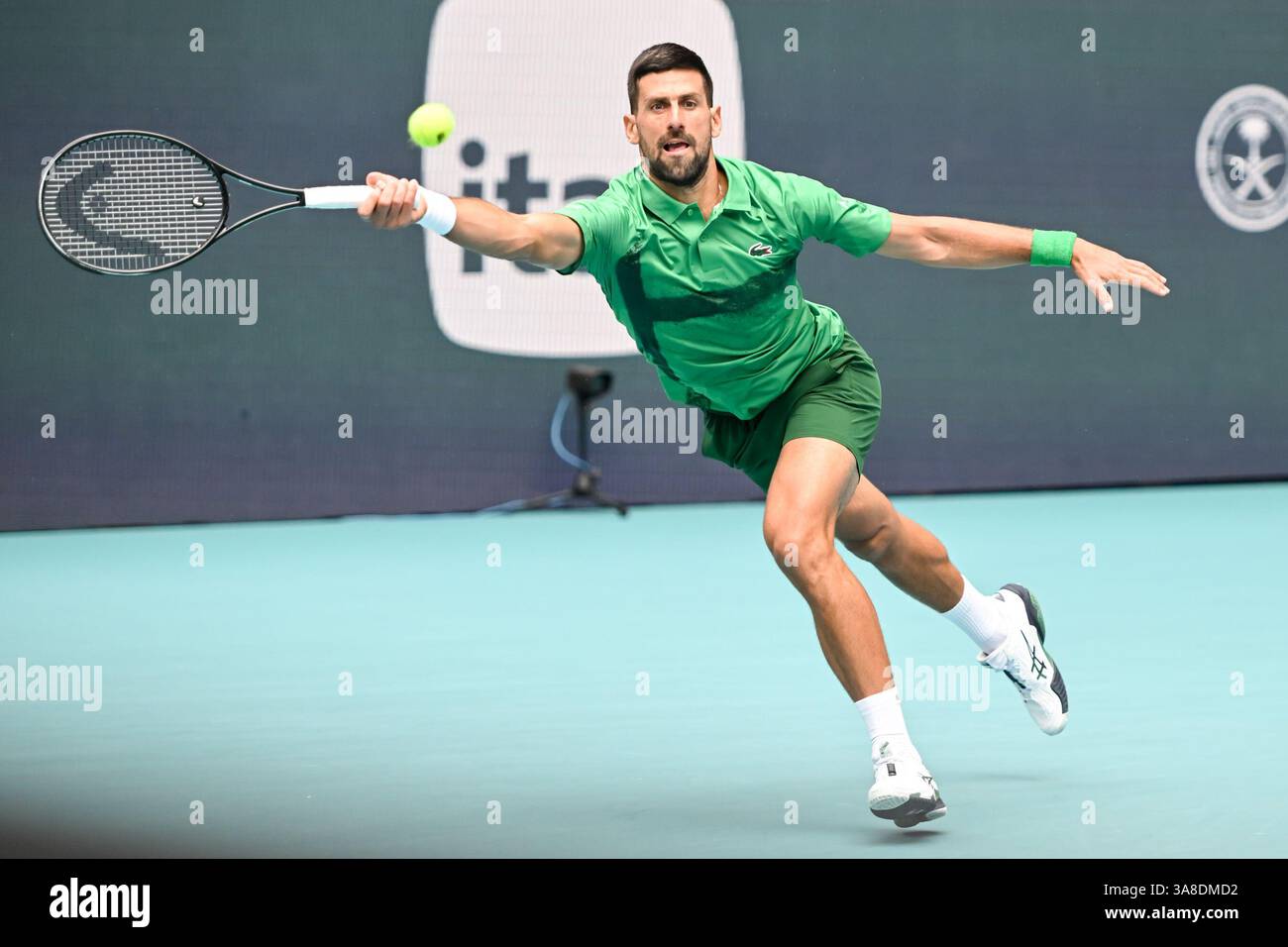 Miami, Florida, USA. 28th Mar, 2025. Novak Djokovic (SRB) defeats Grigor Dimitrov (BUL) in the ...