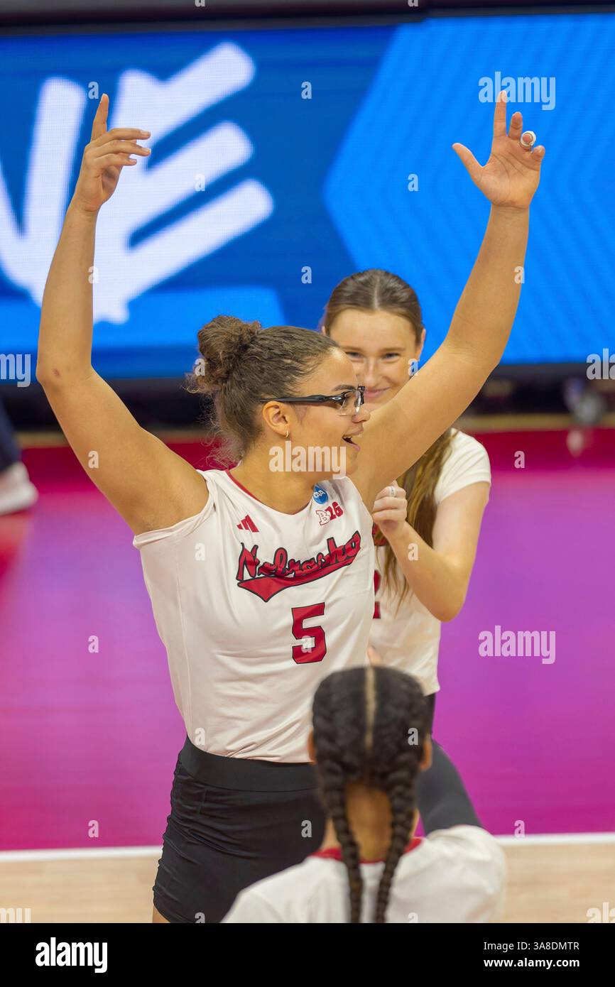 LINCOLN, NE - DECEMBER 15: Nebraska middle blocker Rebekah Allick (5 ...