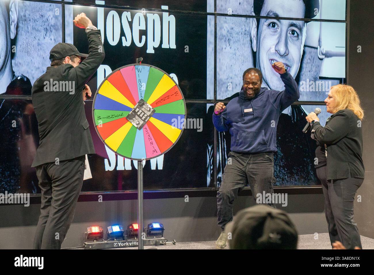 (L to R) Dark Joseph Ravine, contestant Eugene Twien, and Georgette ...