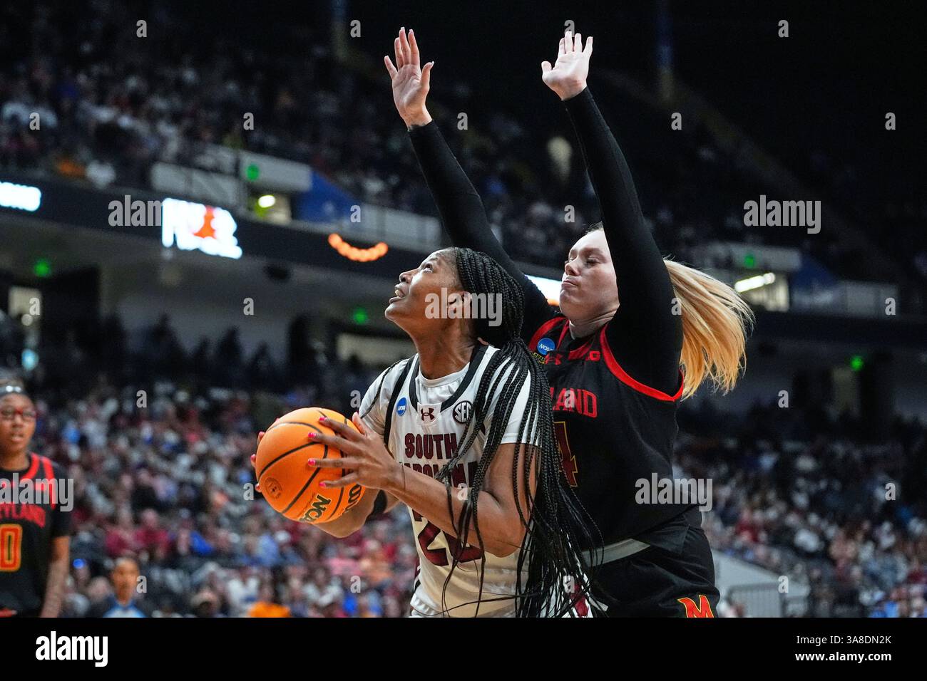 South Carolina forward Sania Feagin looks to shoot against Maryland ...