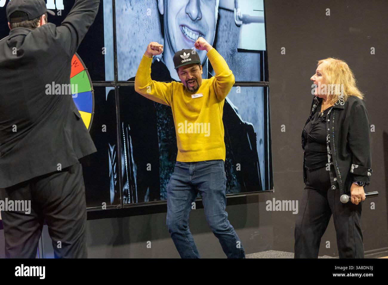 (L to R) Dark Joseph Ravine, contestant Tony Davis, and Georgette Flamm ...