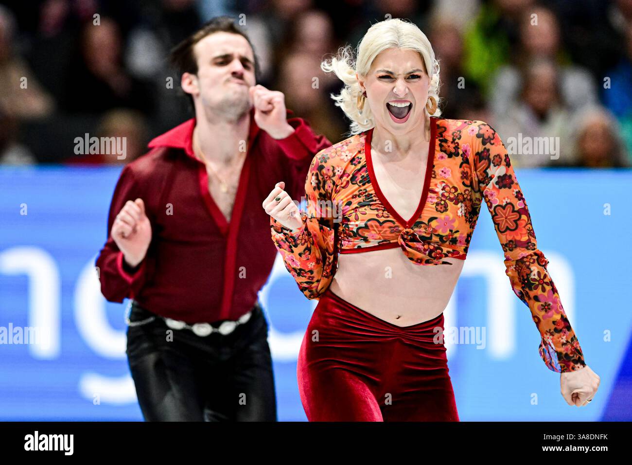 Boston, USA. 28th Mar 2025. Olivia SMART & Tim DIECK (ESP), during Ice ...