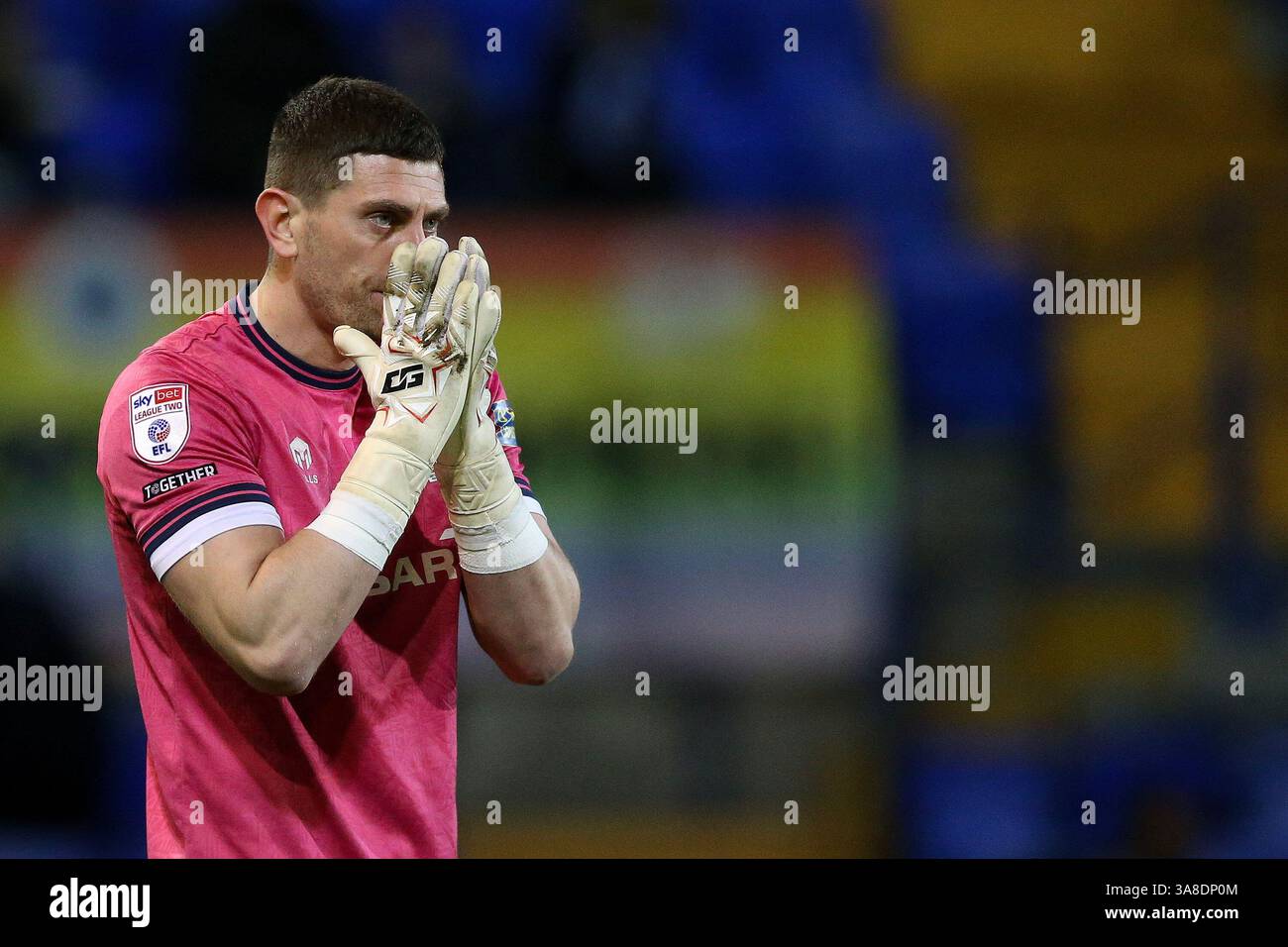 Birkenhead, UK. 28th Mar, 2025. Luke McGee, the Tranmere Rovers ...