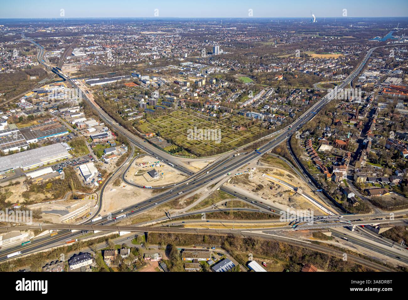 Luftbild, Baustelle Autobahnkreuz Herne, Autobahn A43 und Autobahn A42 ...