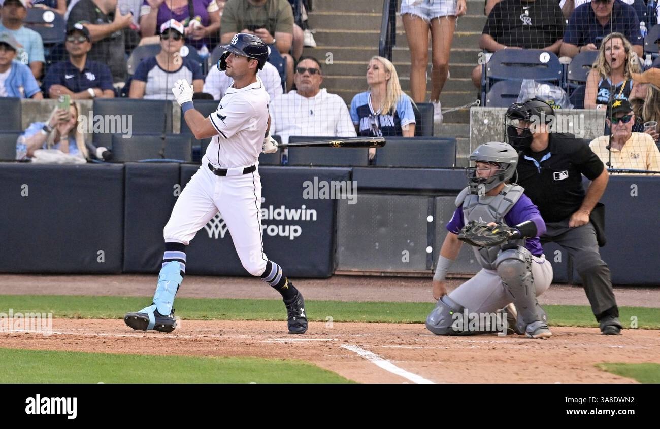 Tampa, United States. 28th Mar, 2025. Colorado Rockies catcher Hunter ...