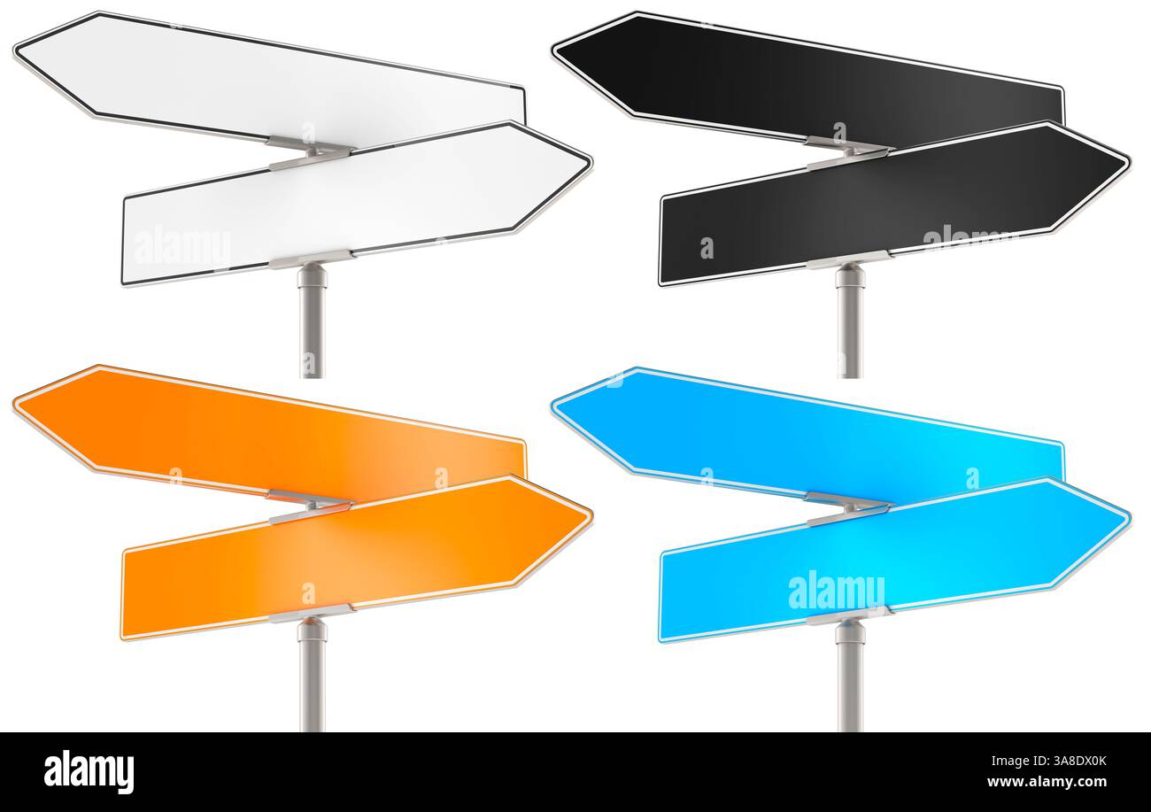 Empty traffic road sign arrows, opposite traffic signs, Different ...