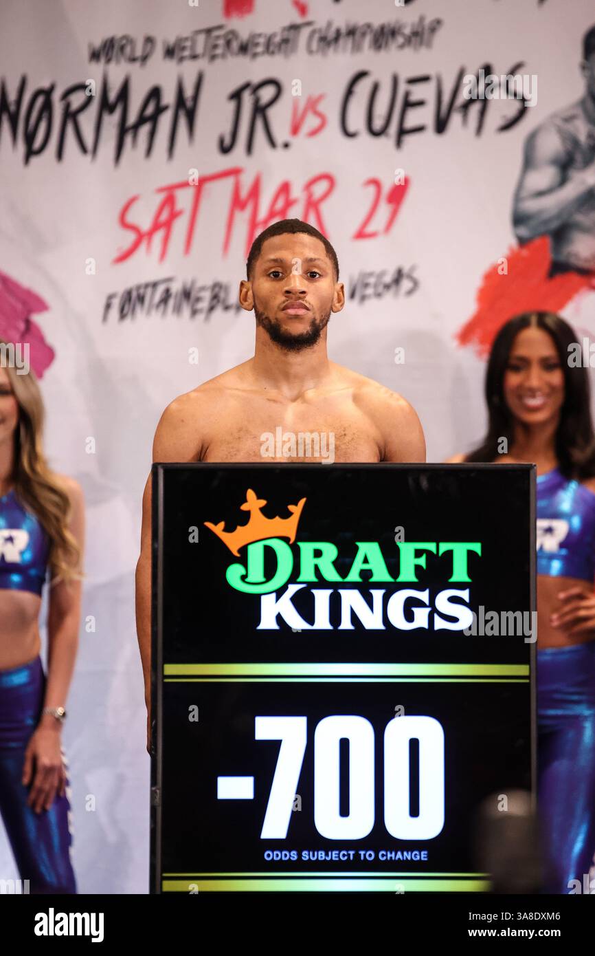 Welterweight Brian Norman Jr. 28th Mar, 2025. stands on a scale during ...