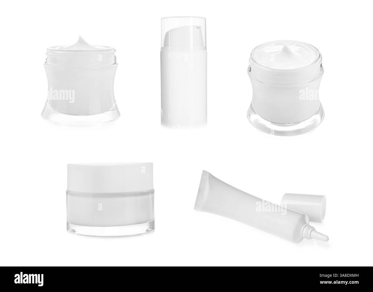 Different cosmetic products isolated on white, collage Stock Photo - Alamy