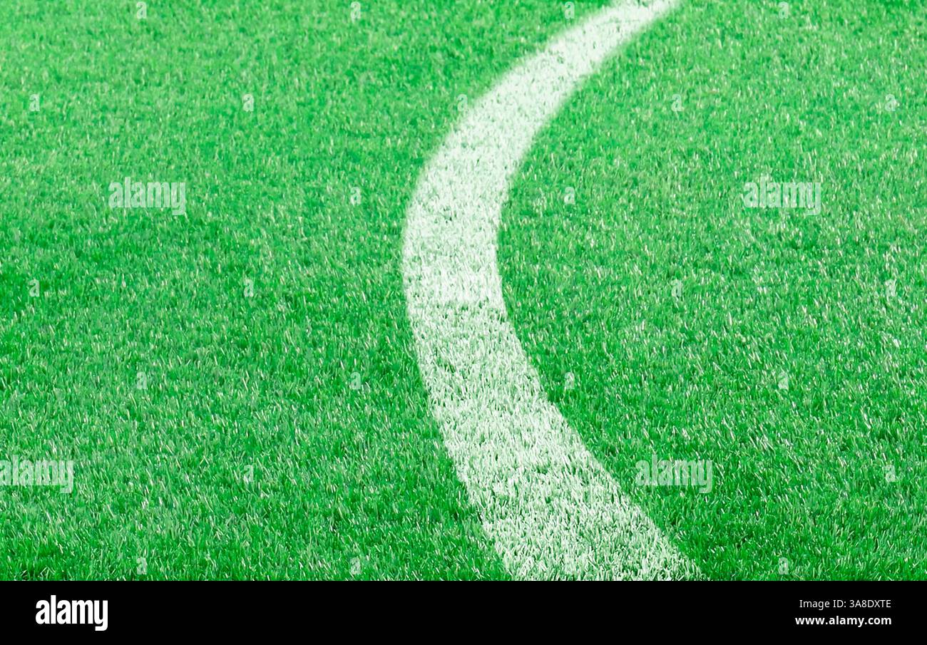 Football field with markings on green turf Stock Photo - Alamy