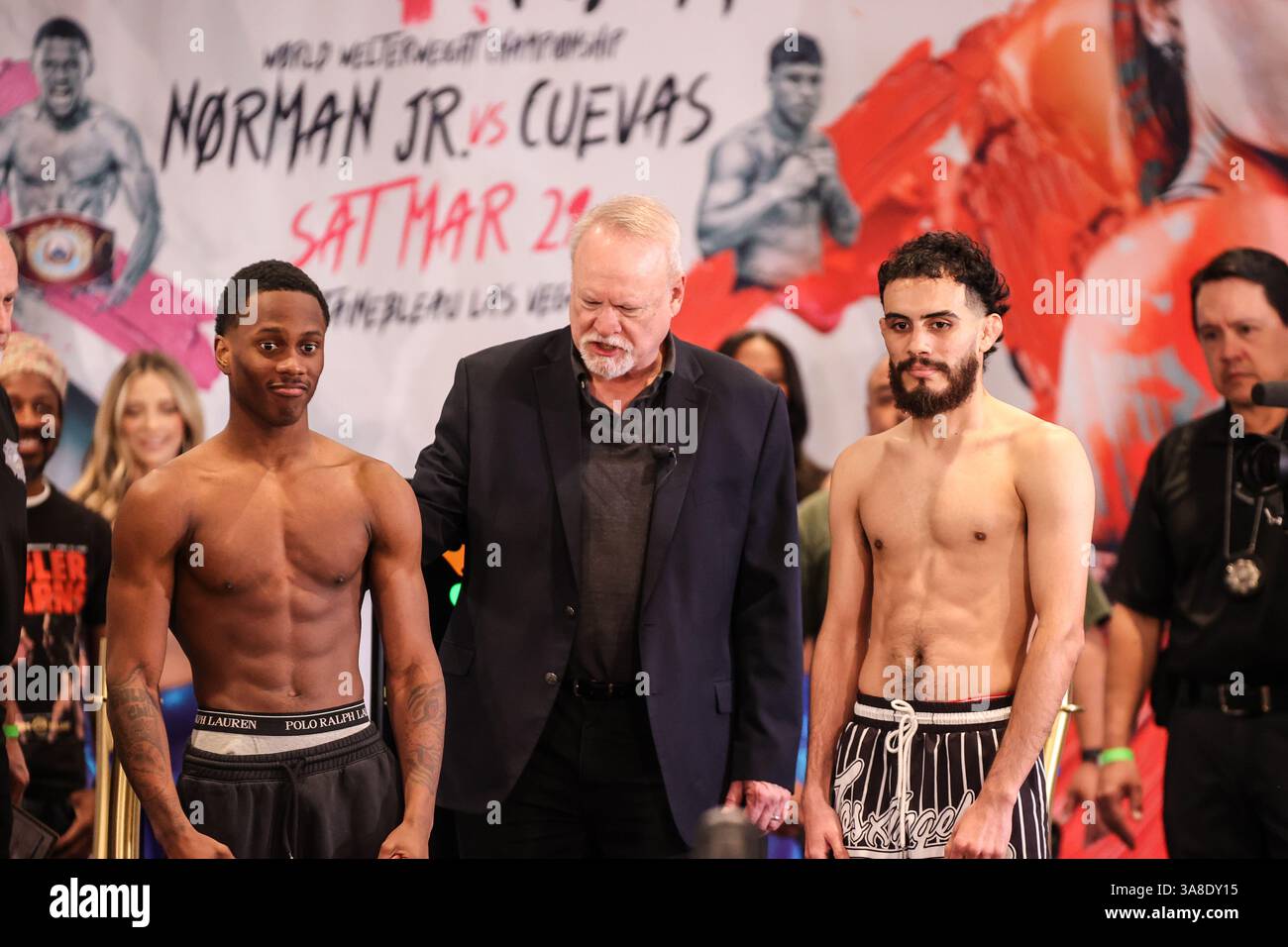 March 28, 2025: (L-R) Bantamweight Emmanuel Chance and Miguel Guzman ...