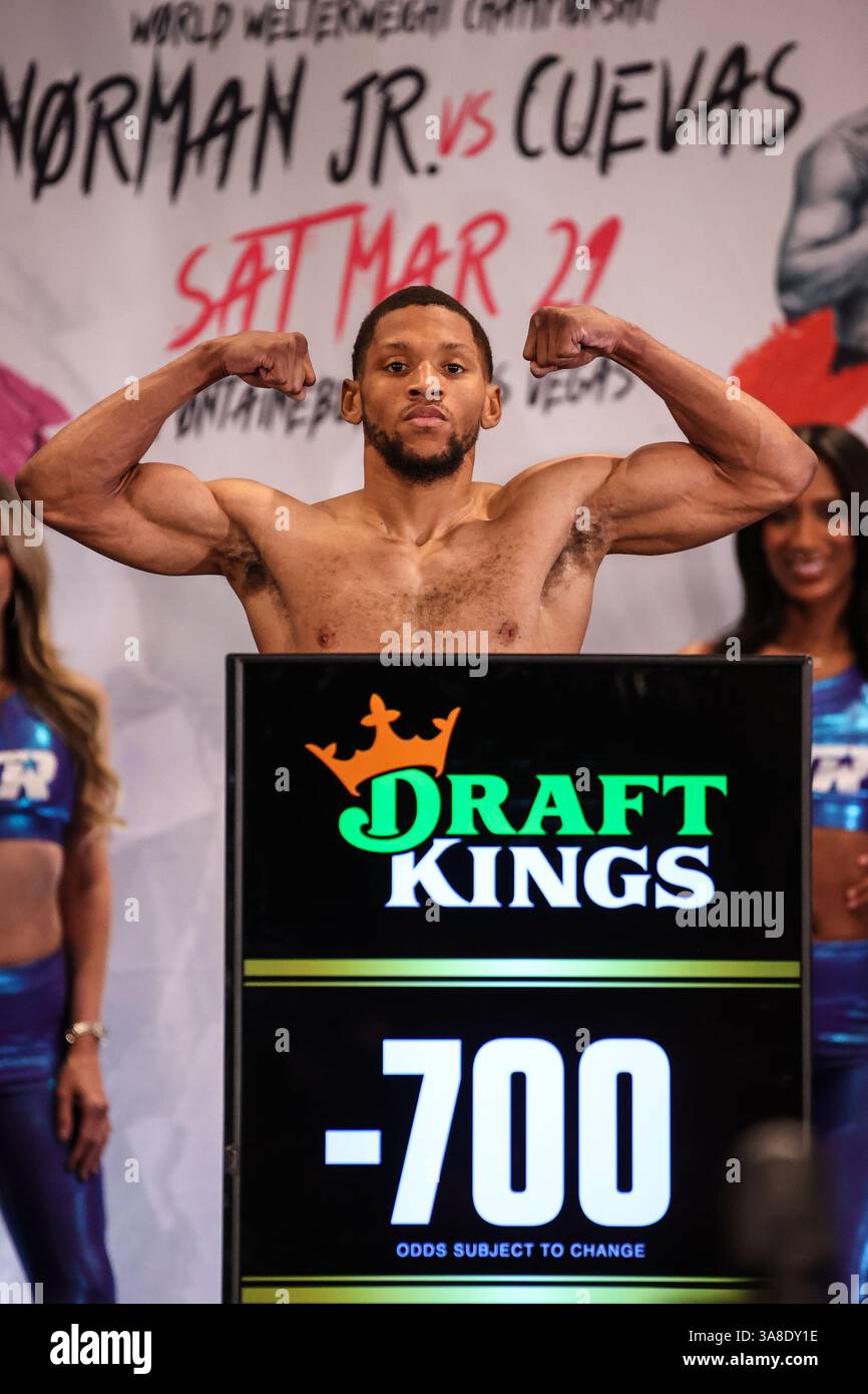 Welterweight Brian Norman Jr. 28th Mar, 2025. poses on a scale during ...
