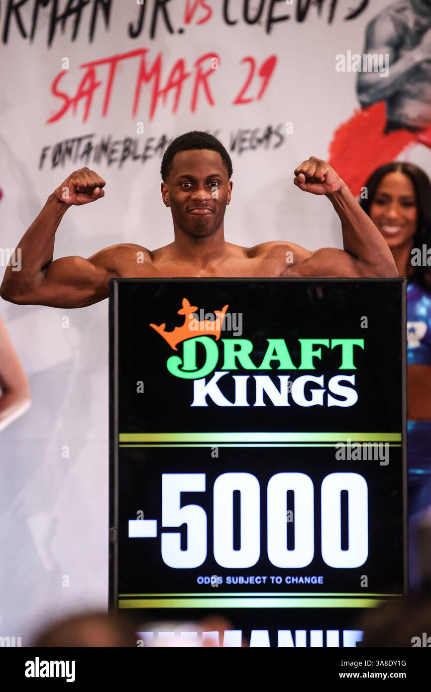 Las Vegas, NV, USA. 28th Mar, 2025. Bantamweight Emmanuel Chance poses ...