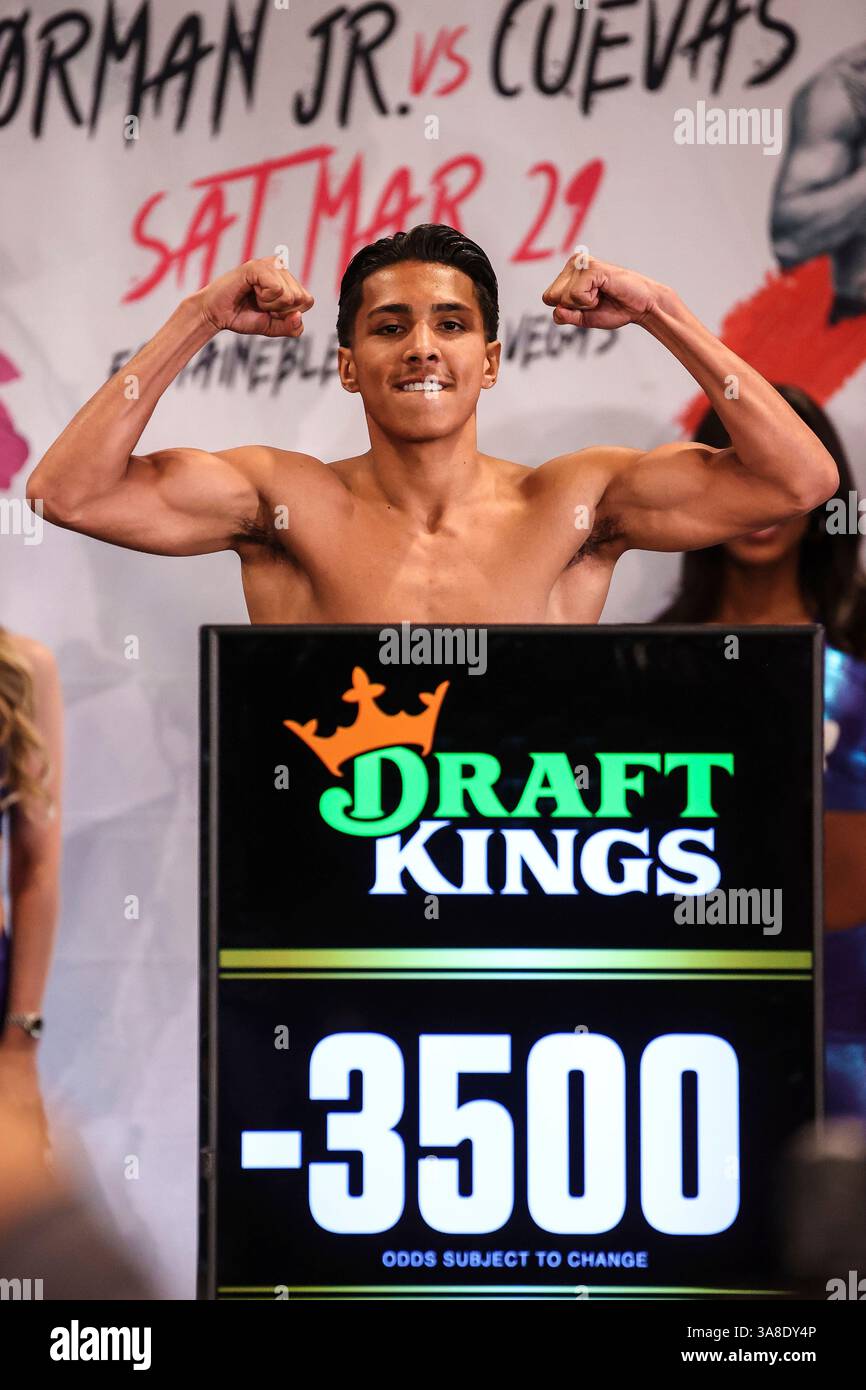 March 28, 2025: Jr. Welterweight Emiliano Fernando Vargas stands on a ...