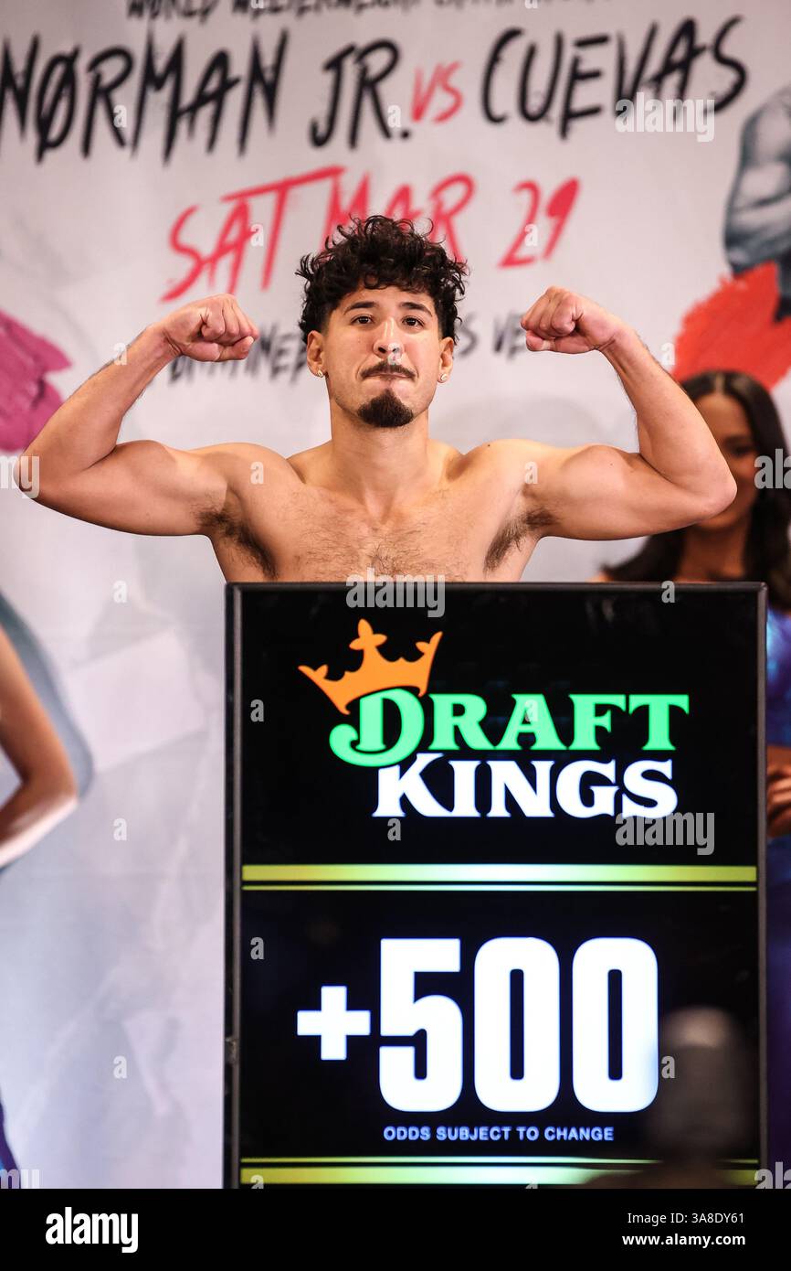 Las Vegas, NV, USA. 28th Mar, 2025. Welterweight Kendo Castaneda poses ...