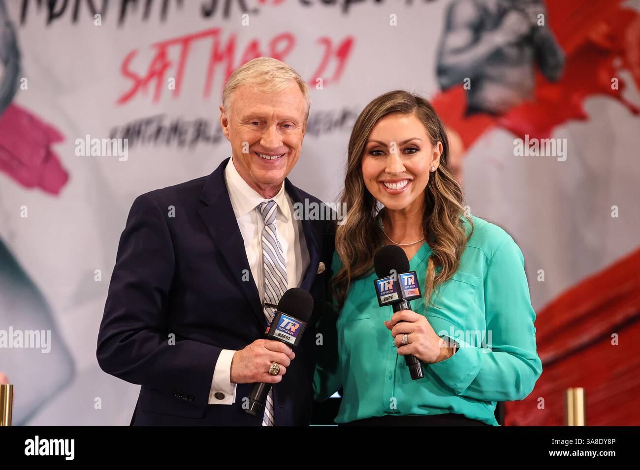March 28, 2025: (L-R) Announcer Jimmy Lennon Jr. and commentator ...