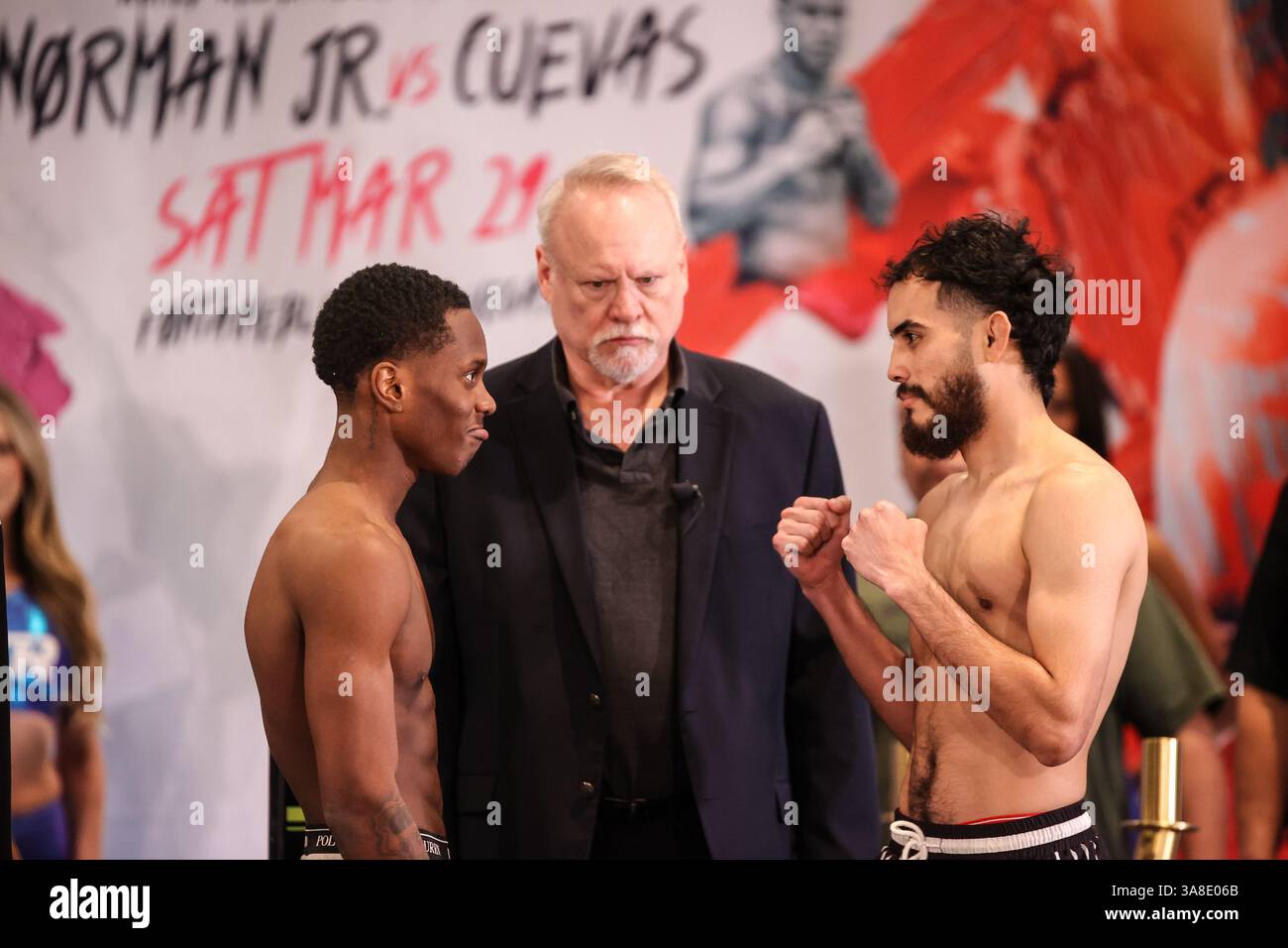 March 28, 2025: (L-R) Bantamweight Emmanuel Chance and Miguel Guzman ...