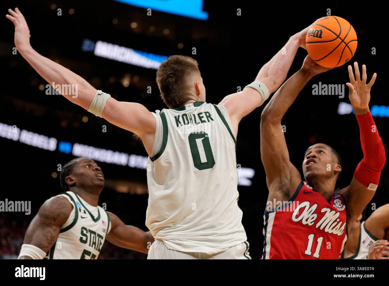 Mississippi guard Matthew Murrell (11) shoots against Michigan State ...