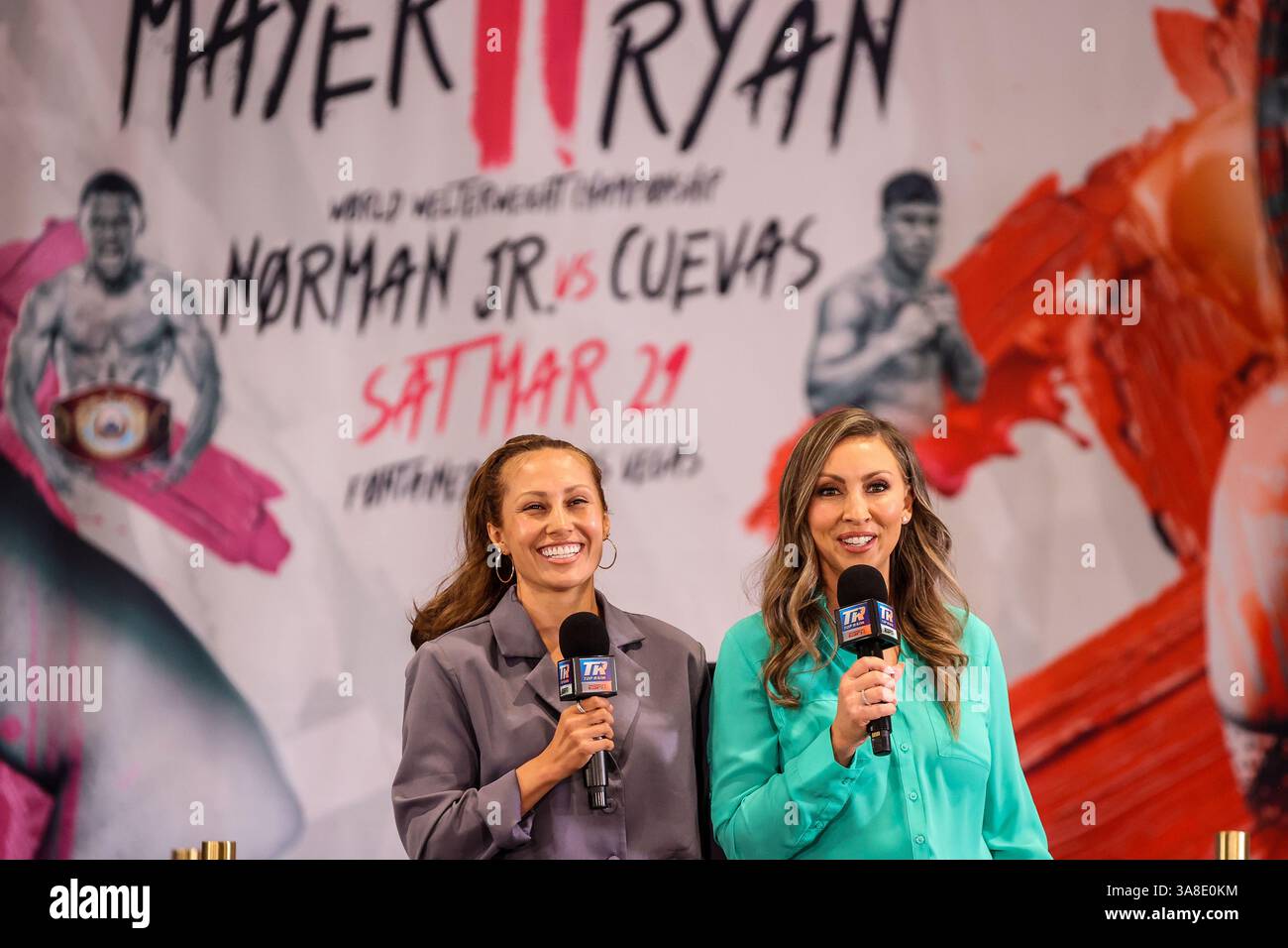 March 28, 2025: (L-R) Top Rank commentators Seniesa Estrada and ...