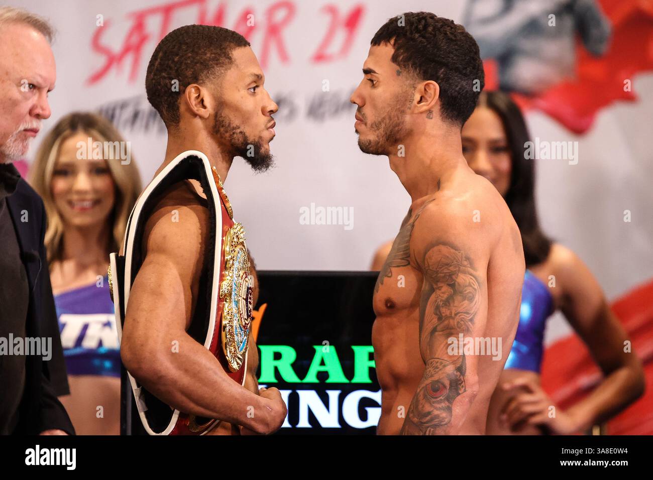March 28, 2025: (L-R) Welterweight Brian Norman Jr. and Derrieck Cuevas ...