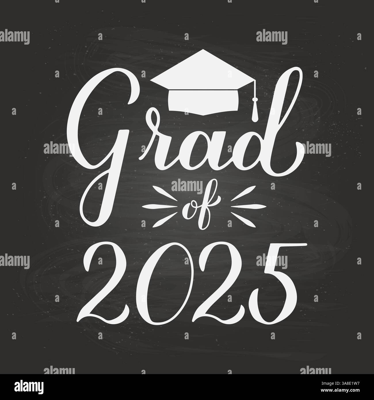 Grad of 2025 lettering with graduation cap on chalkboard background ...