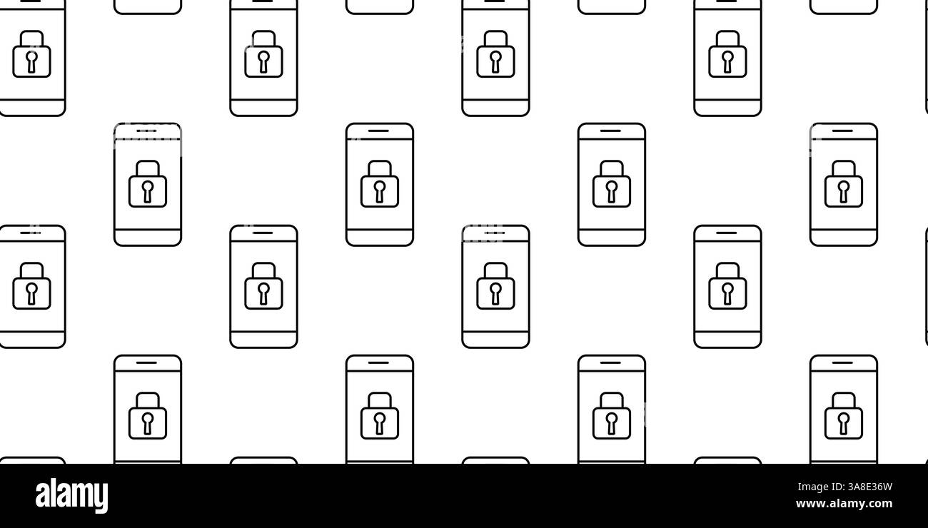 Patterns of locked smartphones on a white background illustrating ...