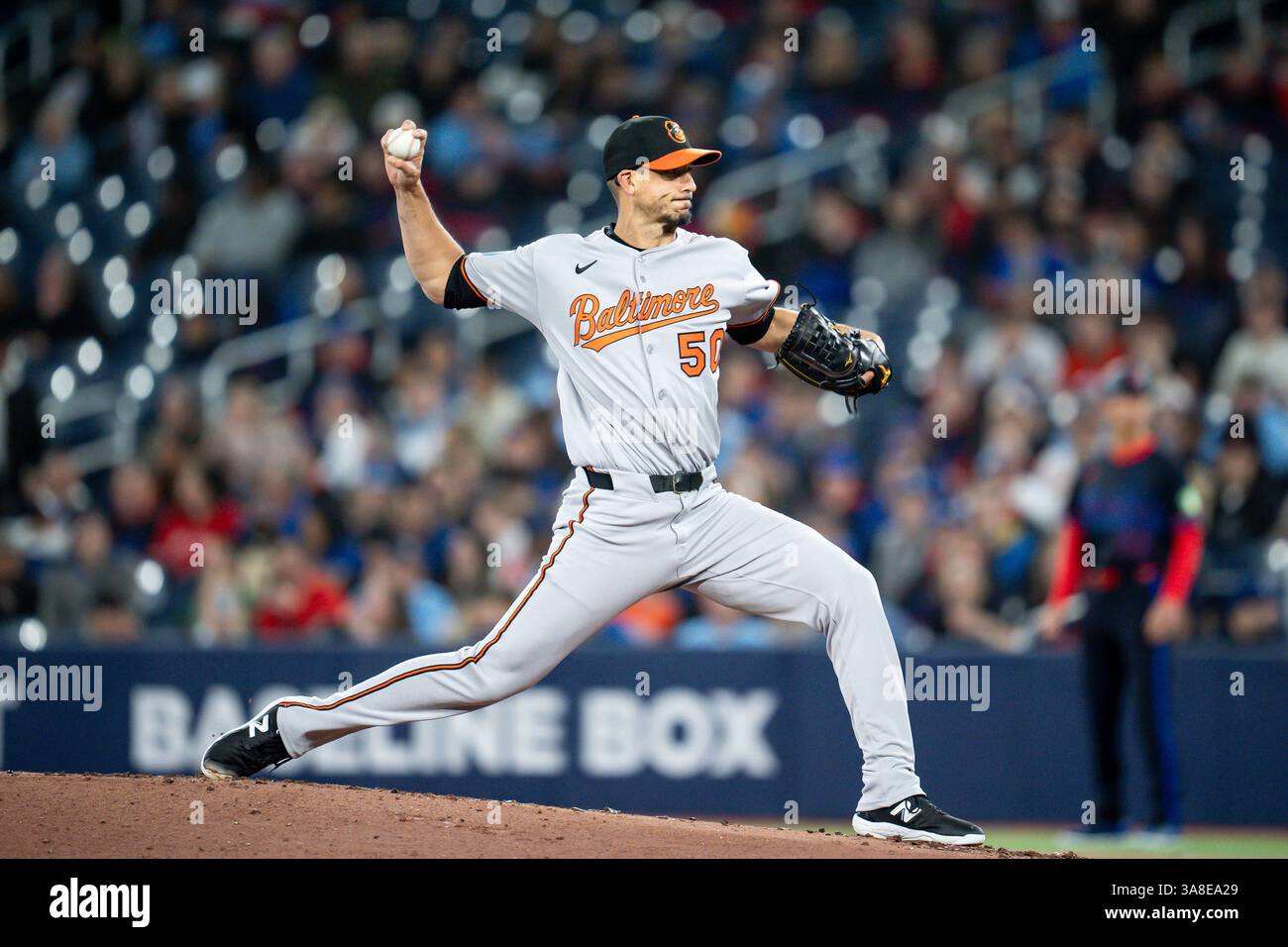 Toronto, Canada. 28th Mar, 2025. Baltimore Orioles pitcher Charlie ...