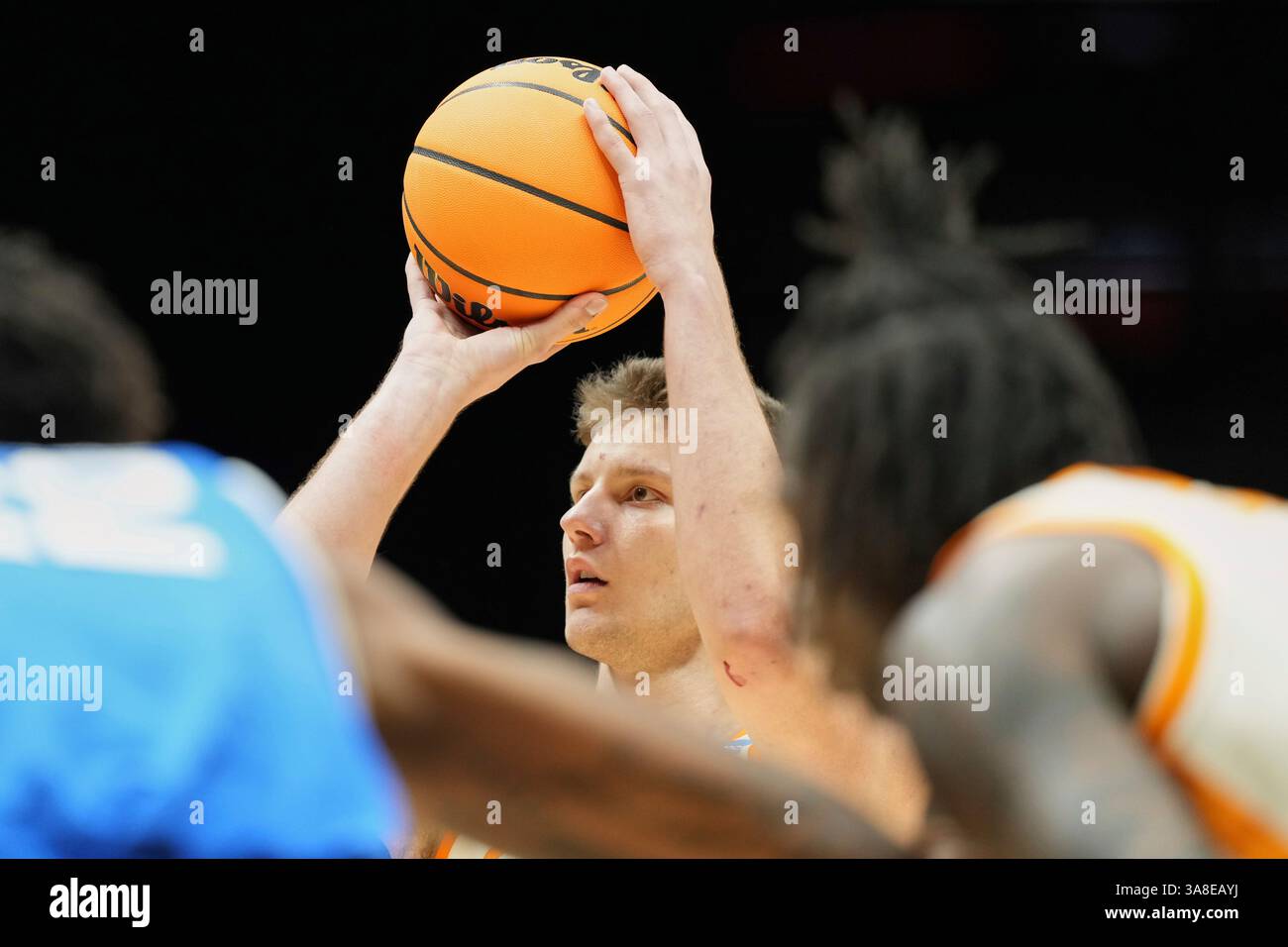 Tennessee's Igor Milicic Jr. shoots a free-throw during the first half ...