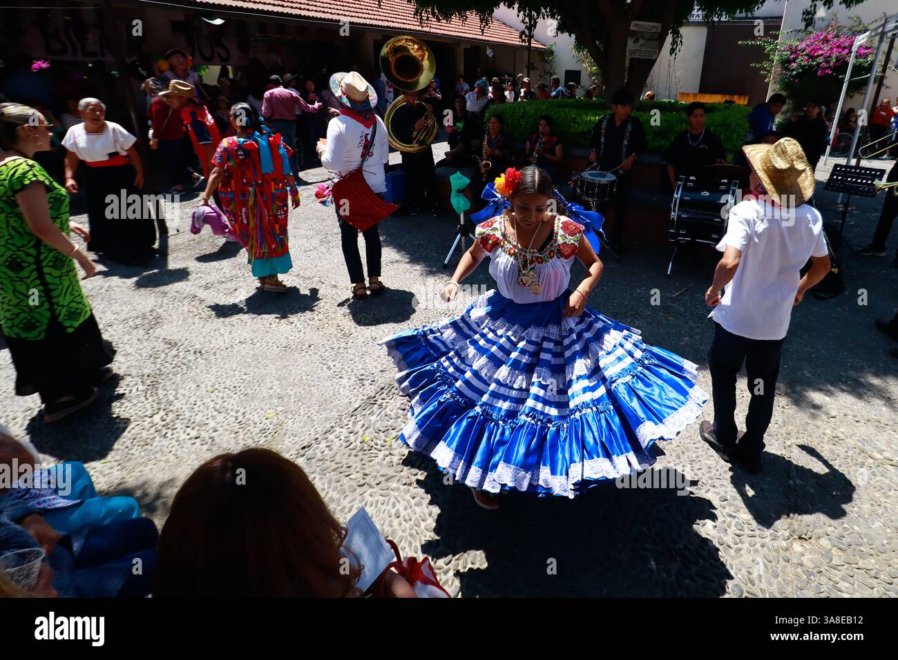 A woman dressed whit traditional Oaxacan dress performs during the ...