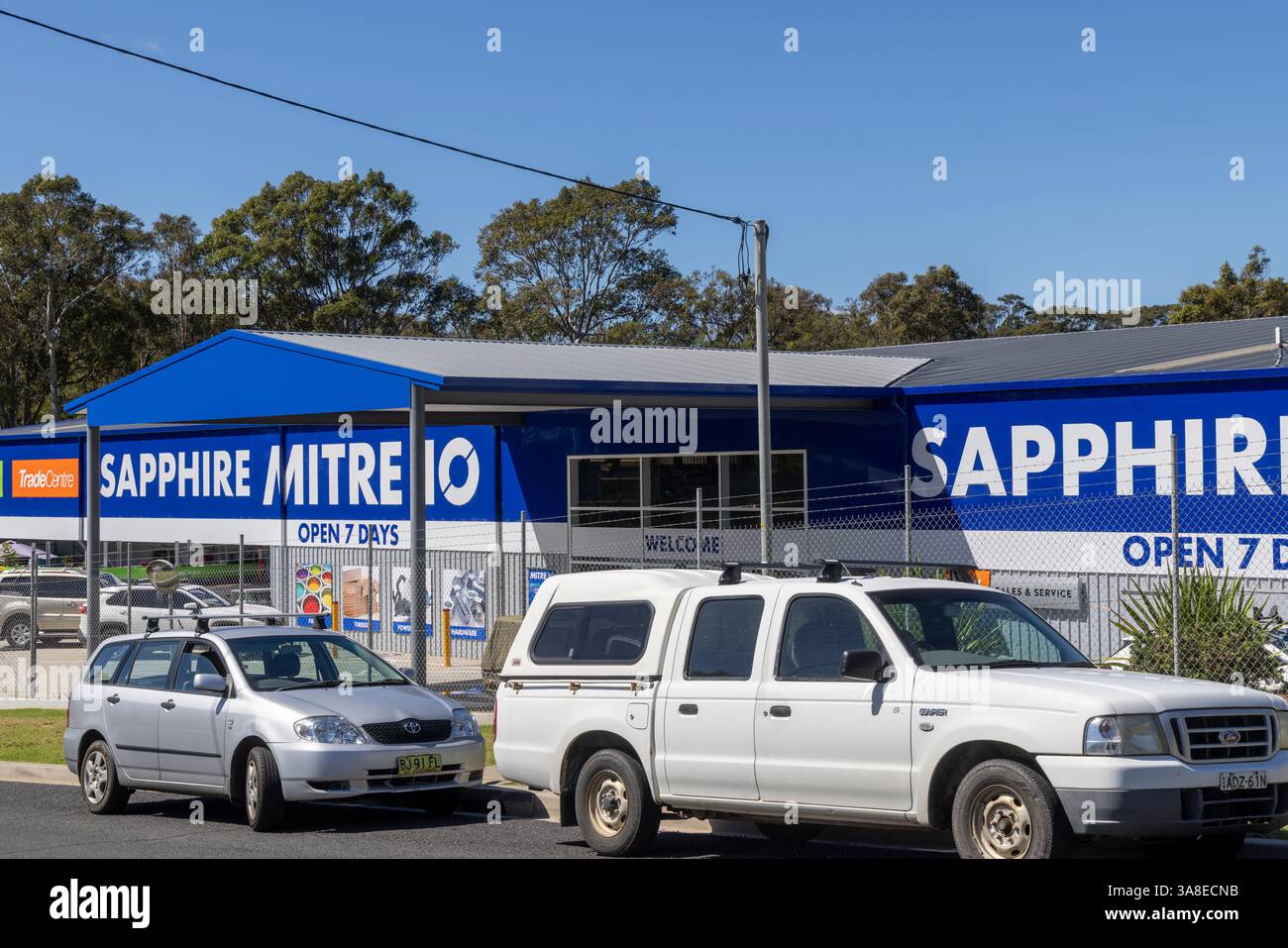 Mitre 10 hardware store warehouse in the town of Narooma on the south ...