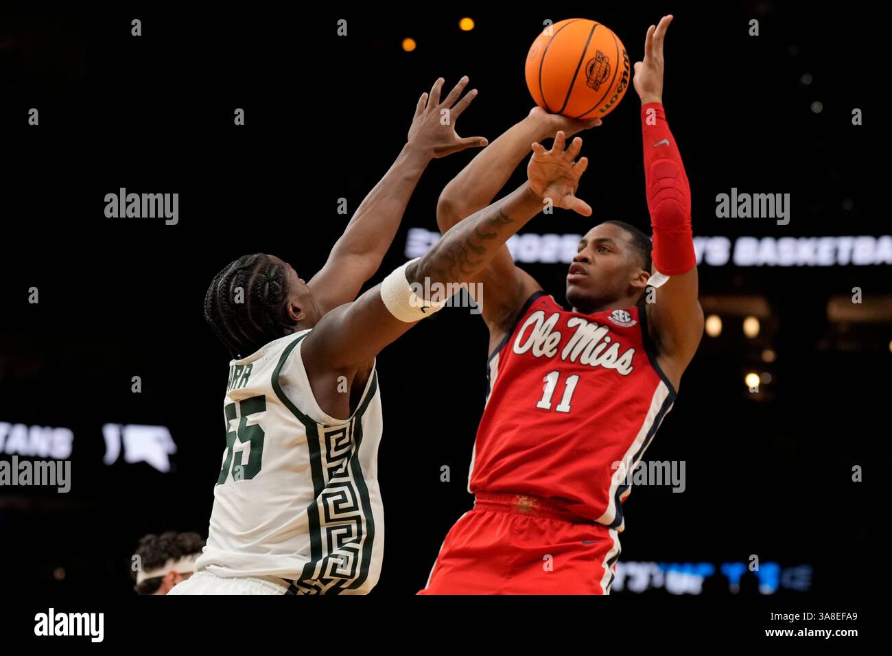 Mississippi guard Matthew Murrell (11) shoots against Michigan State ...