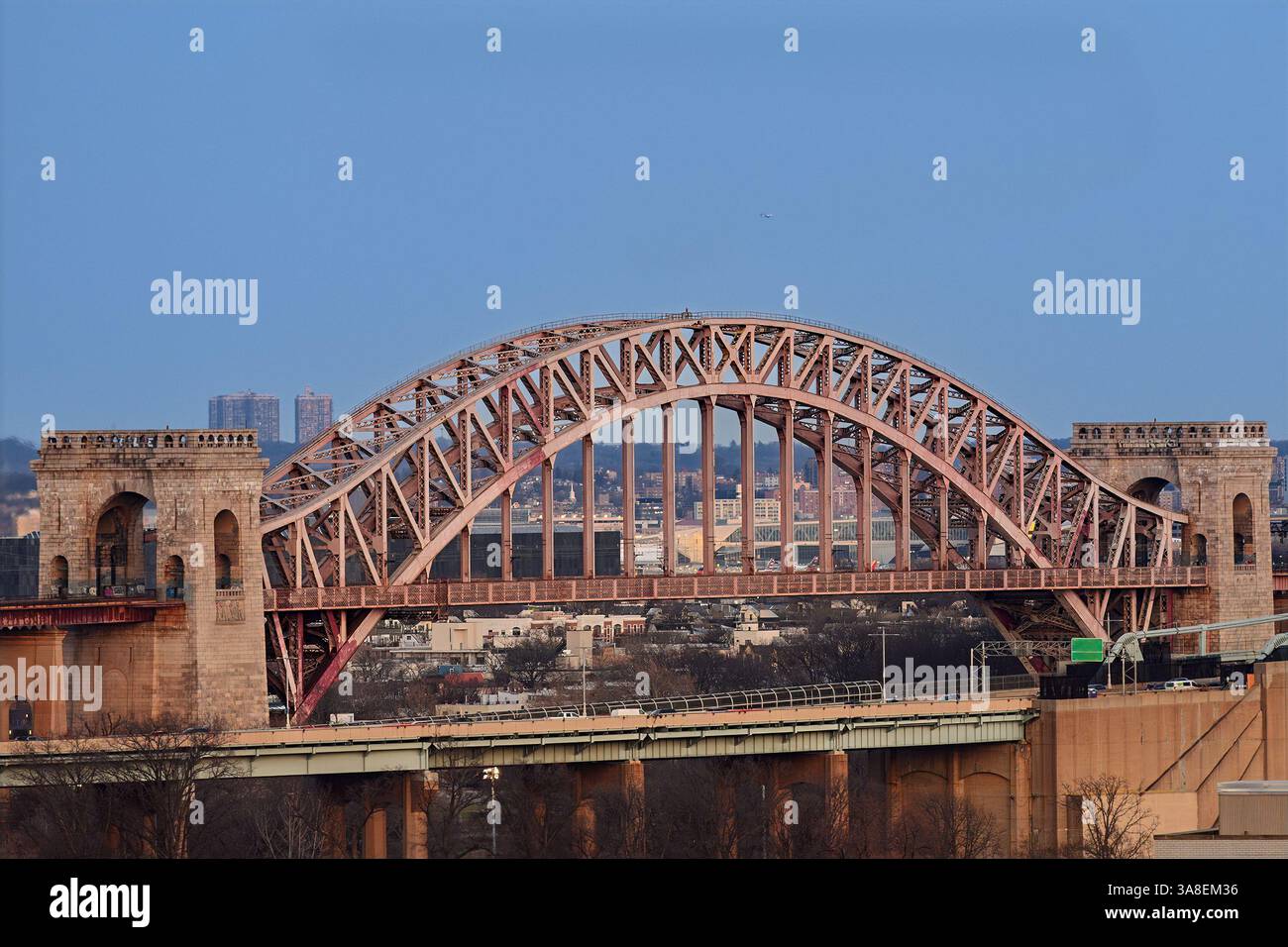 Iconic Hell Gate Bridge in New York City, a historic steel arch ...