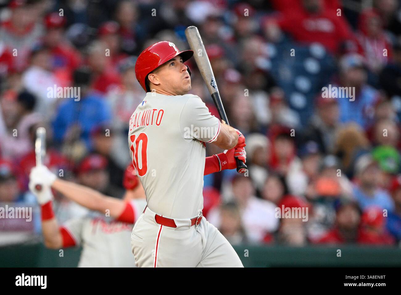 Philadelphia Phillies' J.T. Realmuto in action during an opening-day ...