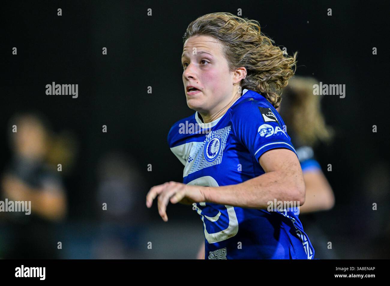 Gent, Belgium. 28th Mar, 2025. Fleur Van Daele (16) of KAA Gent Ladies ...