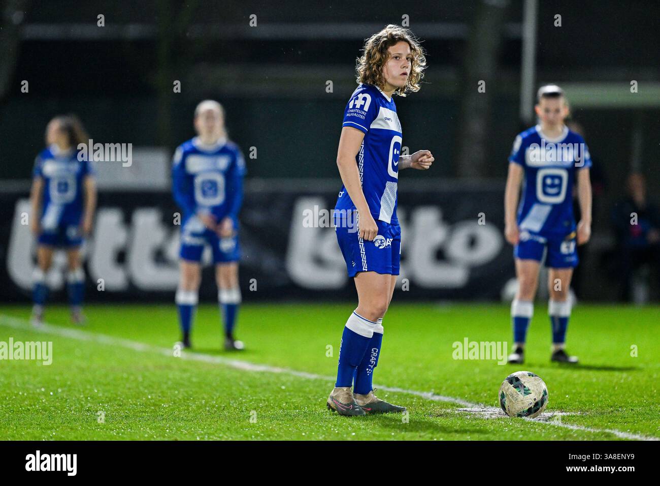 Gent, Belgium. 28th Mar, 2025. Fleur Van Daele (16) of KAA Gent Ladies ...